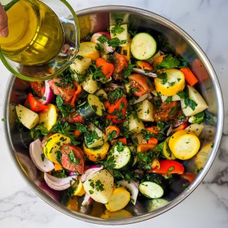 Briami - Greek Style Mixed Oven-Roasted Vegetables