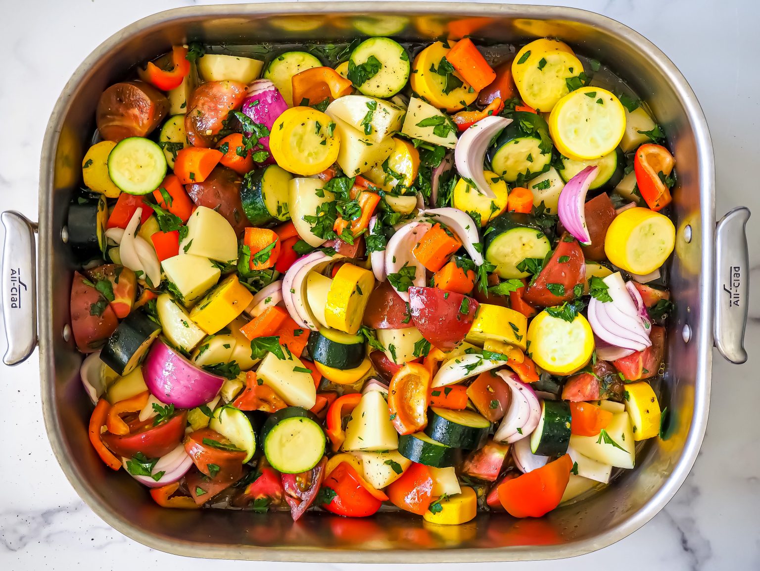 Briami - Greek Style Mixed Oven-Roasted Vegetables